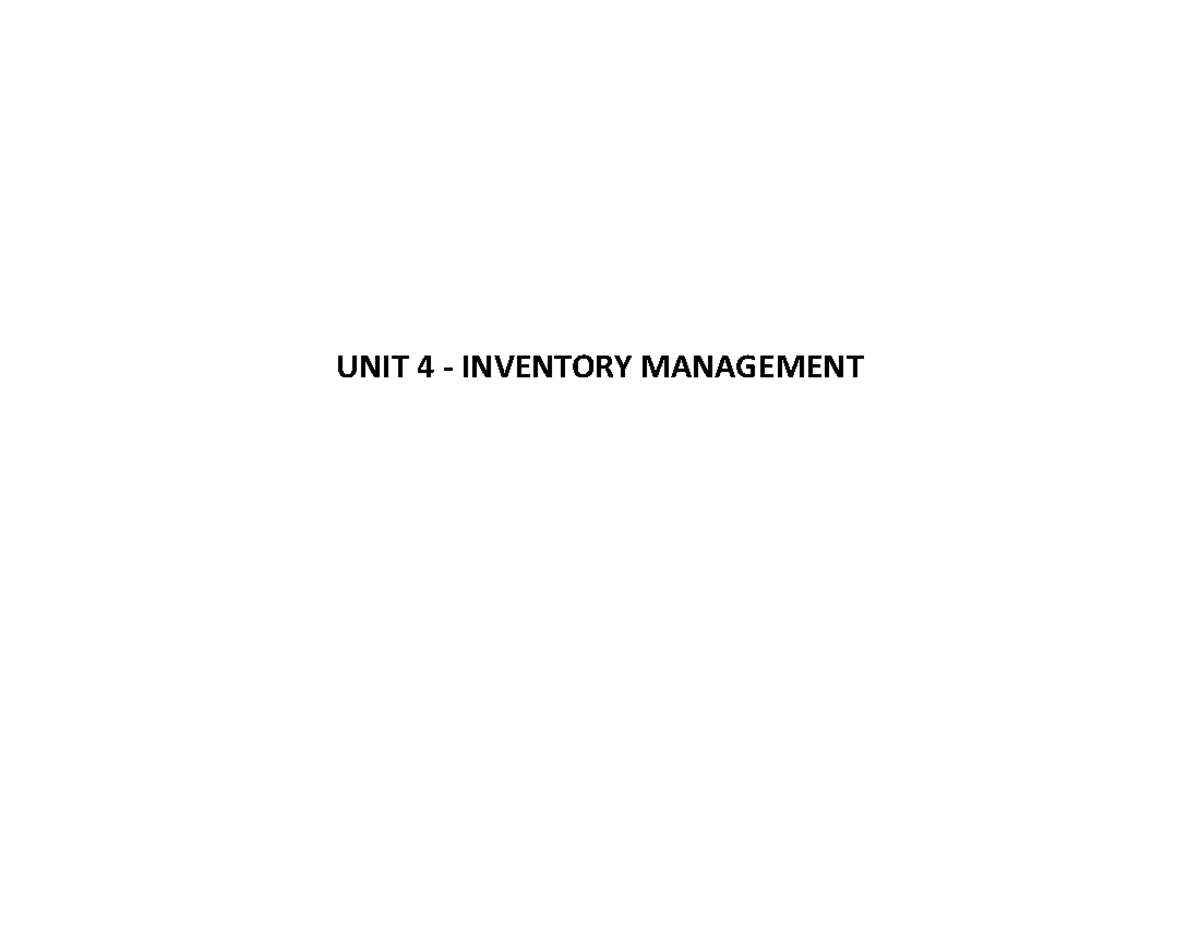 Chapter 4: Inventory Management Overview and Key Concepts - Studocu