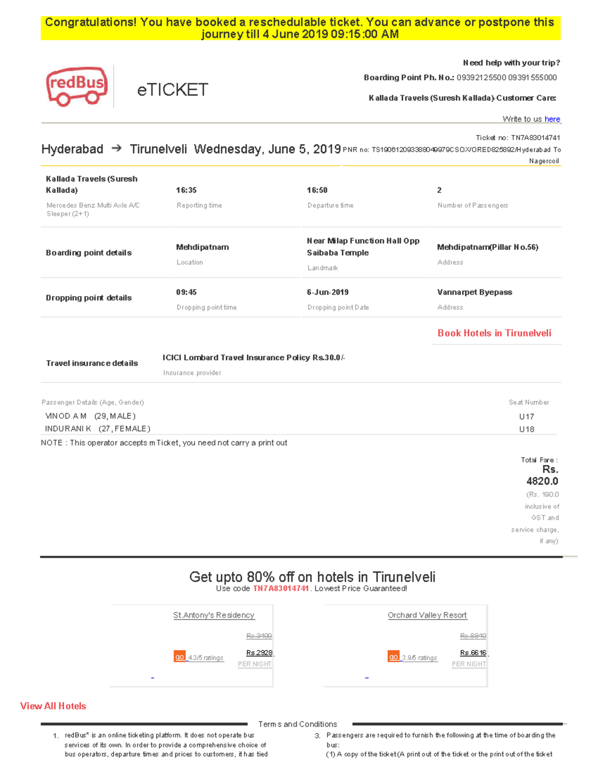 413521758 Red Bus Ticket TN7A83014748 - Congratulations! You have ...