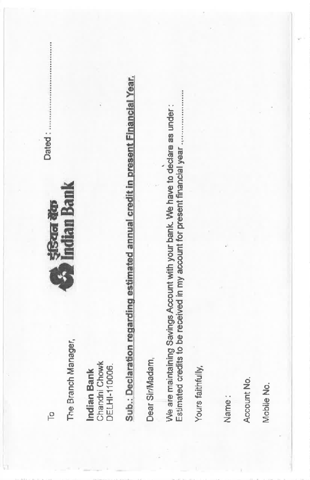 Credit Turnover Form for Savings Account Declaration - Studocu