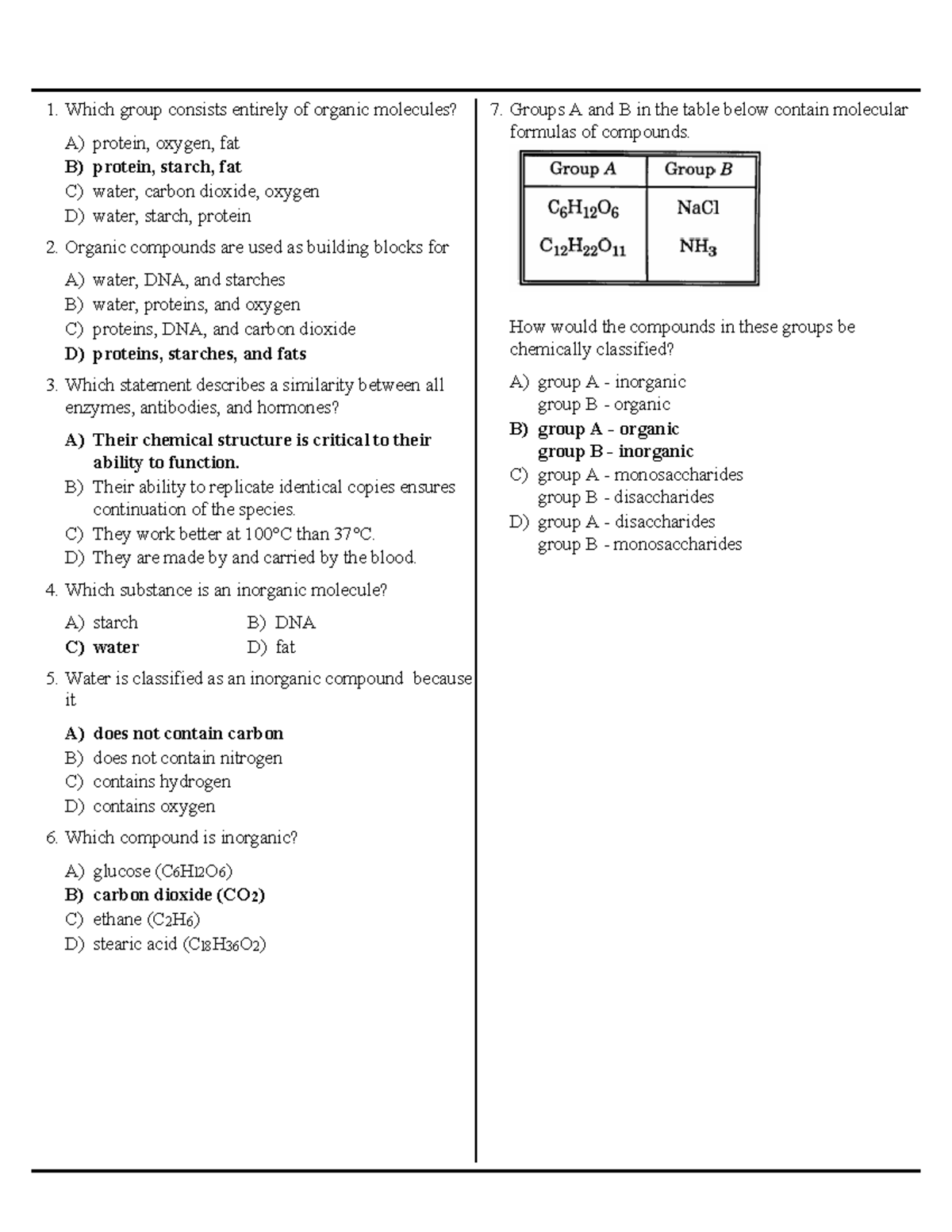 Biomolecules - Answers & Key for Study Guide Quiz - Studocu