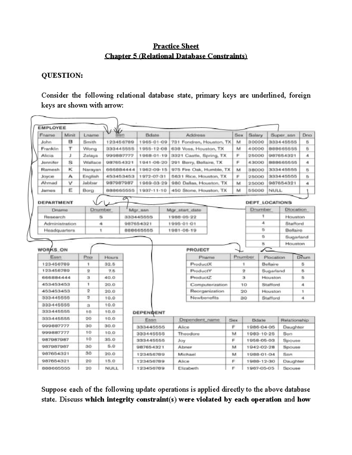 Practice Sheet 4 - Chapter 5 (Relational Database Constraints) - Studocu
