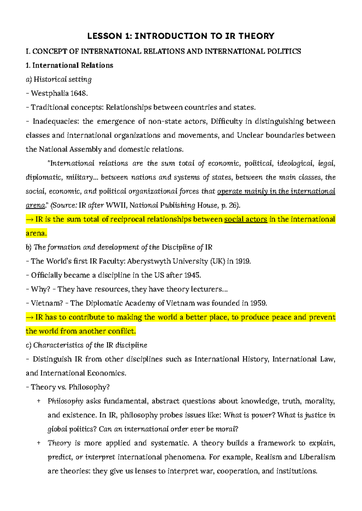IR Theory - Lesson 1: Introduction to International Relations Concepts ...