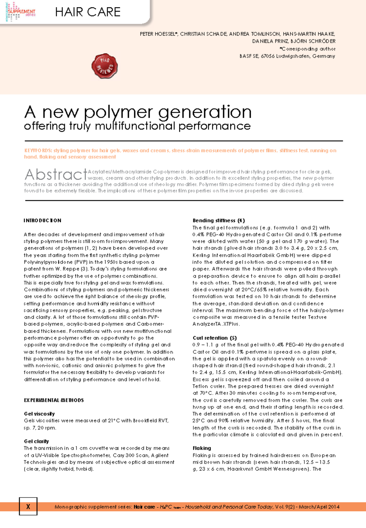 New Polymer Development for Hair Styling Applications - H&PC Today Vol ...