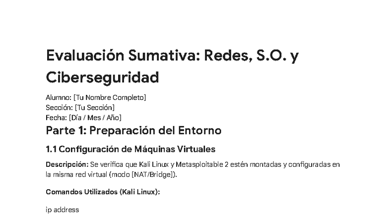 Evaluación Sumativa: Redes y Ciberseguridad - Parte 1 y 2 - Studocu