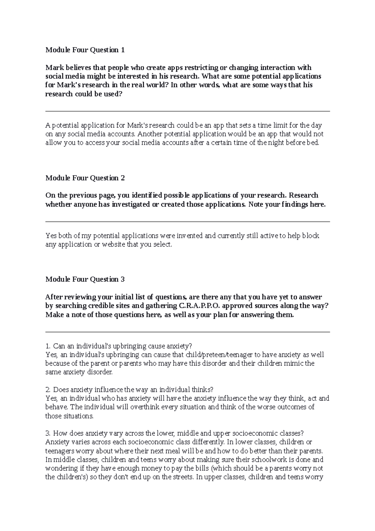 SCS 200 mod 4 - MindEdge short responses - Module Four Question 1 Mark ...