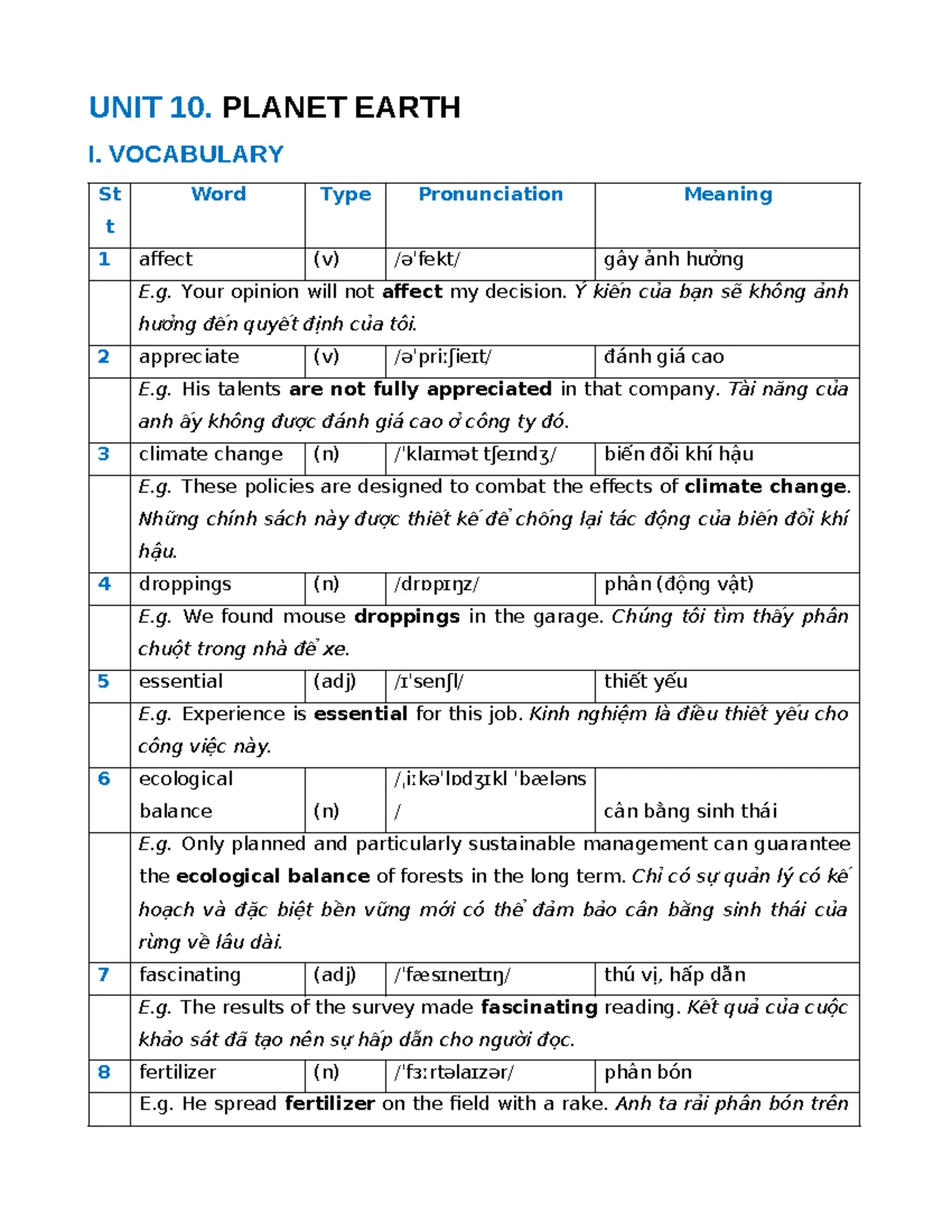 Unit 12: Life on Other Planets - Phonetics & Grammar Exercises - Studocu