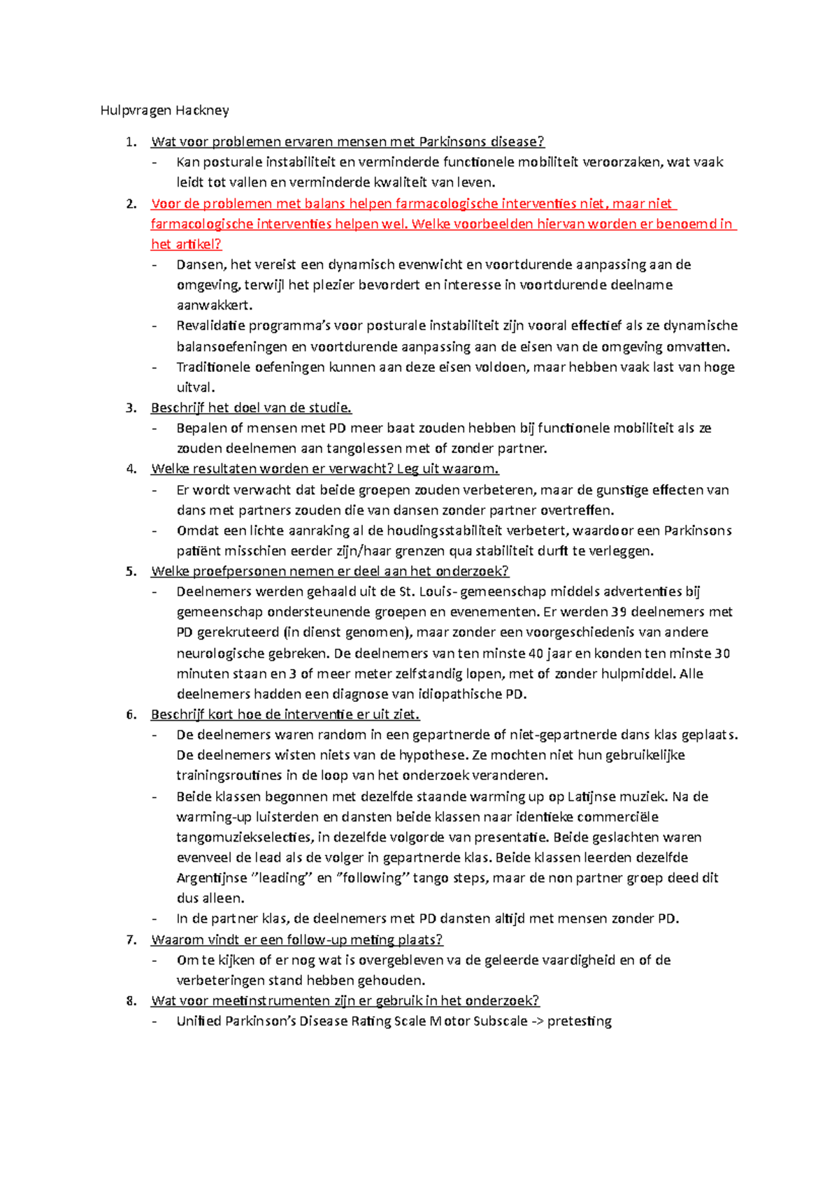 Hulpvragen Parkinsons Disease & Dansinterventies: Studie en Resultaten ...