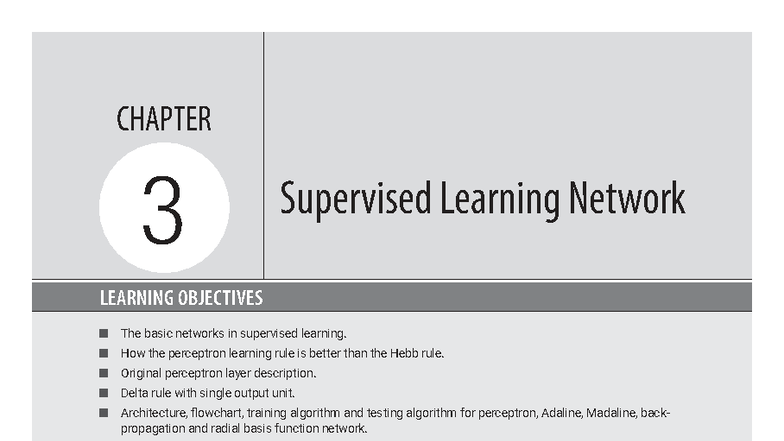 CHAPTER 3: Supervised Learning Networks - Key Concepts and Algorithms ...