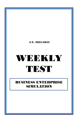 Business Enterprise Simulation 1 - S. 2022- MODULE 1 BUSINESS ...