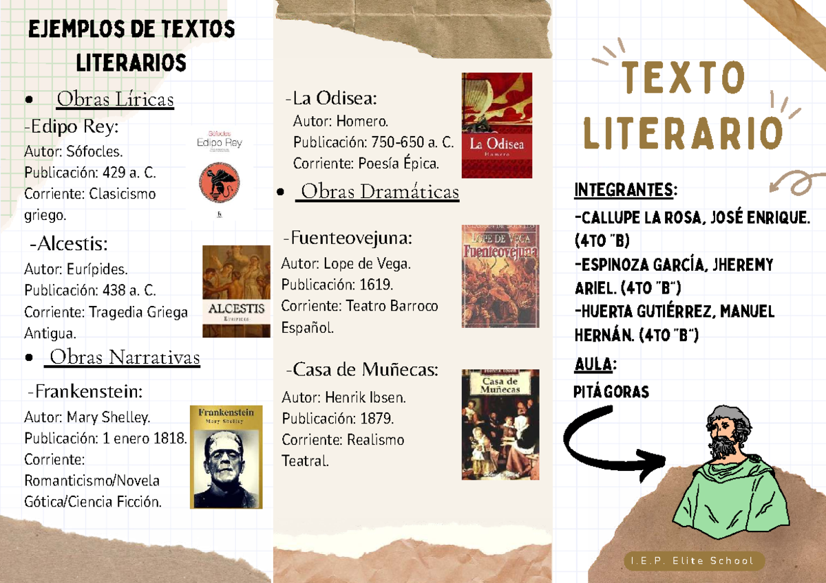 Ejemplos de Textos Literarios y Obras Líricas - Plan Lector - Studocu