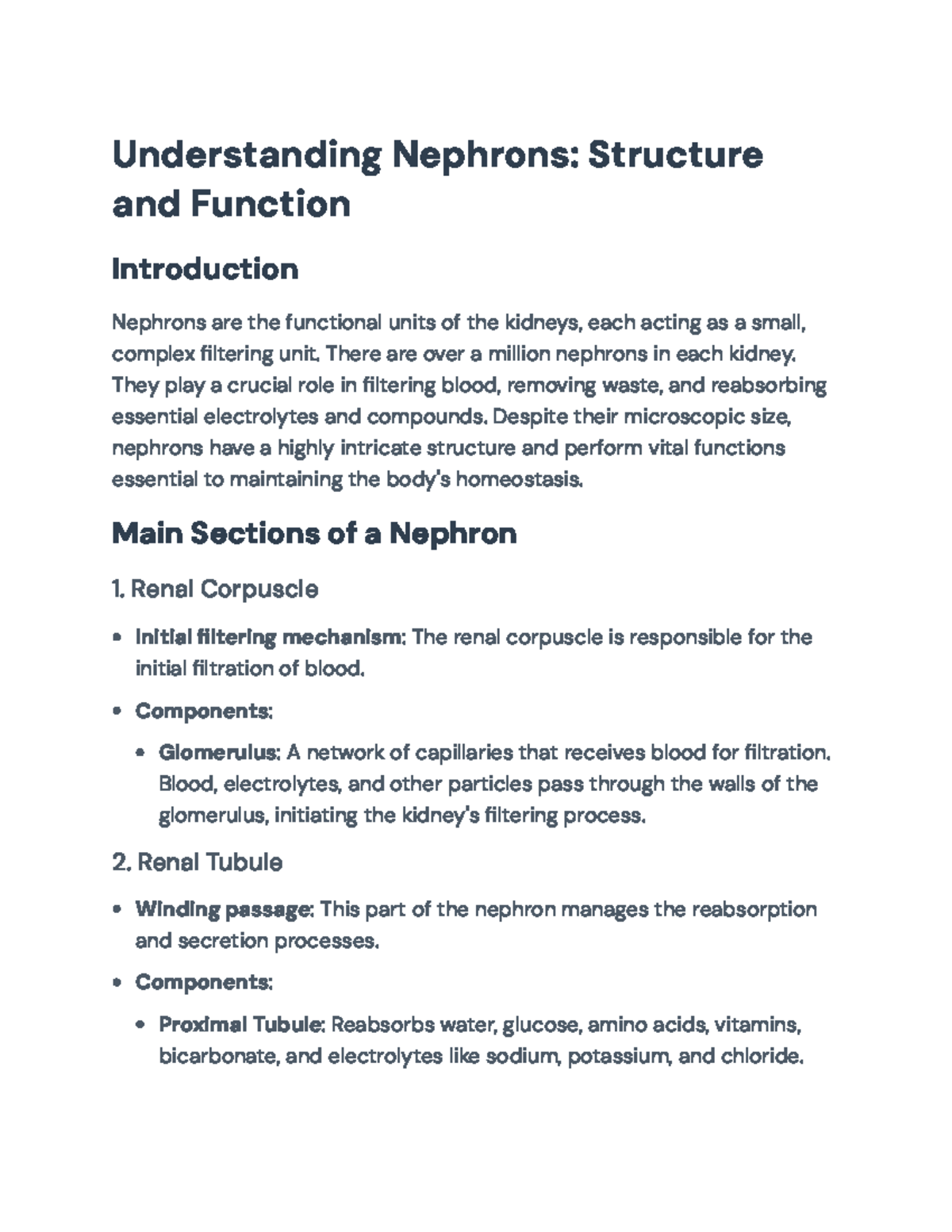 Understanding Nephrons: Structure and Function in Human Kidneys ...