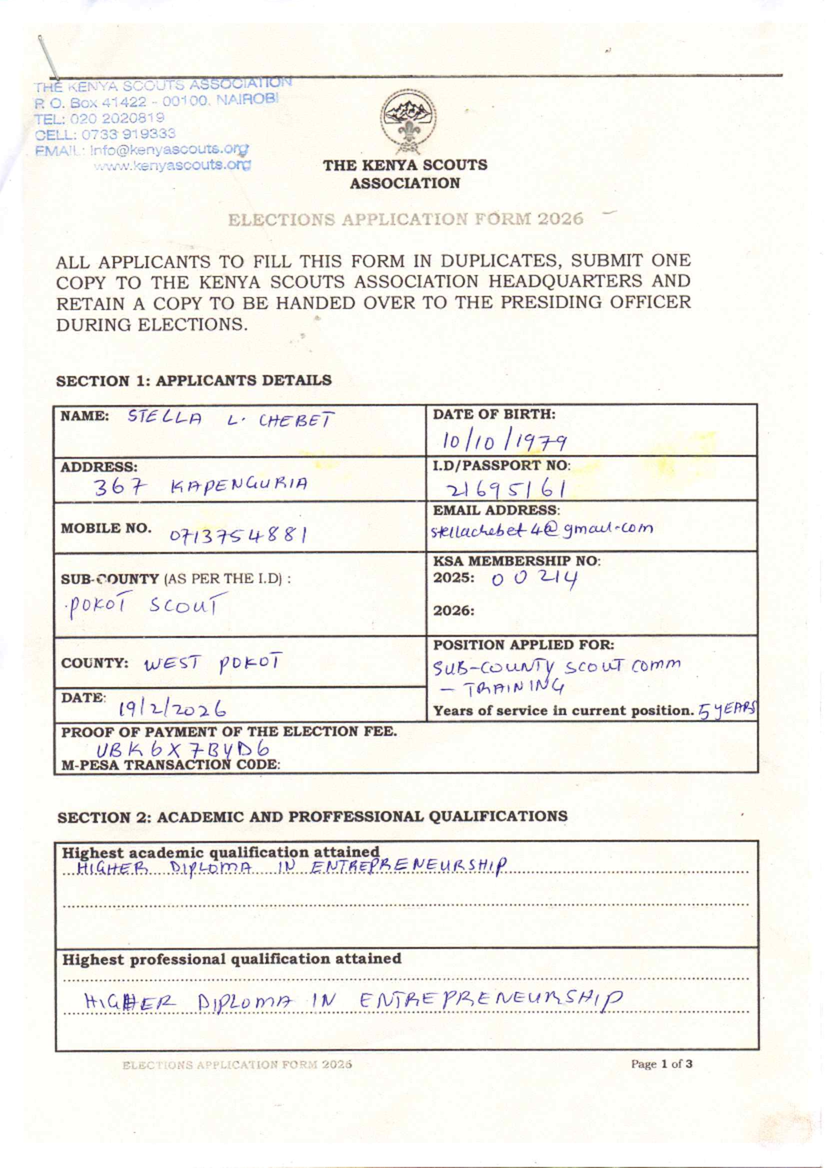 KSA Elections Application Form 2026: Fill & Submit in Duplicates - Studocu