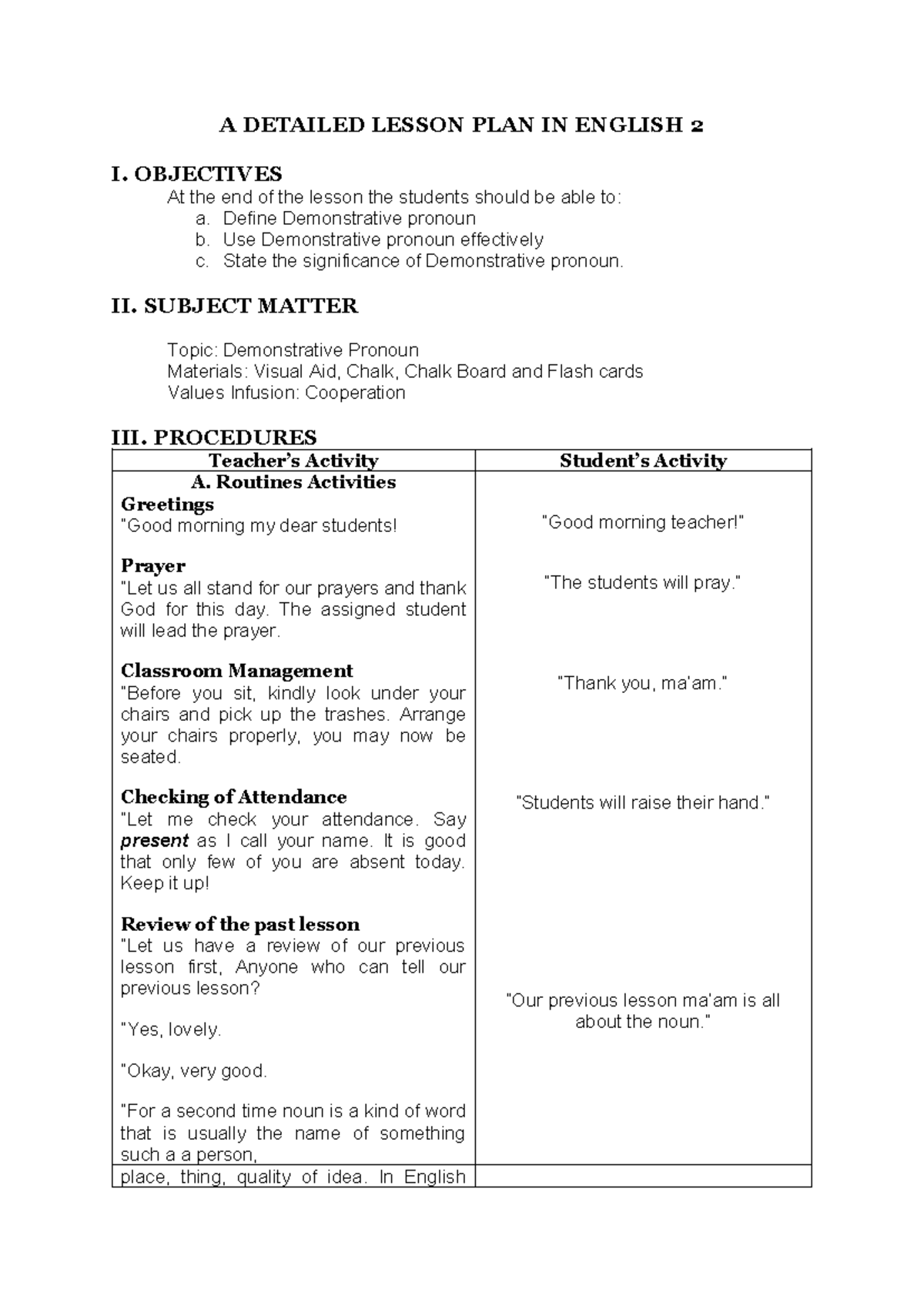 A Detailed Lesson PLAN IN English 2 - A DETAILED LESSON PLAN IN ENGLISH ...
