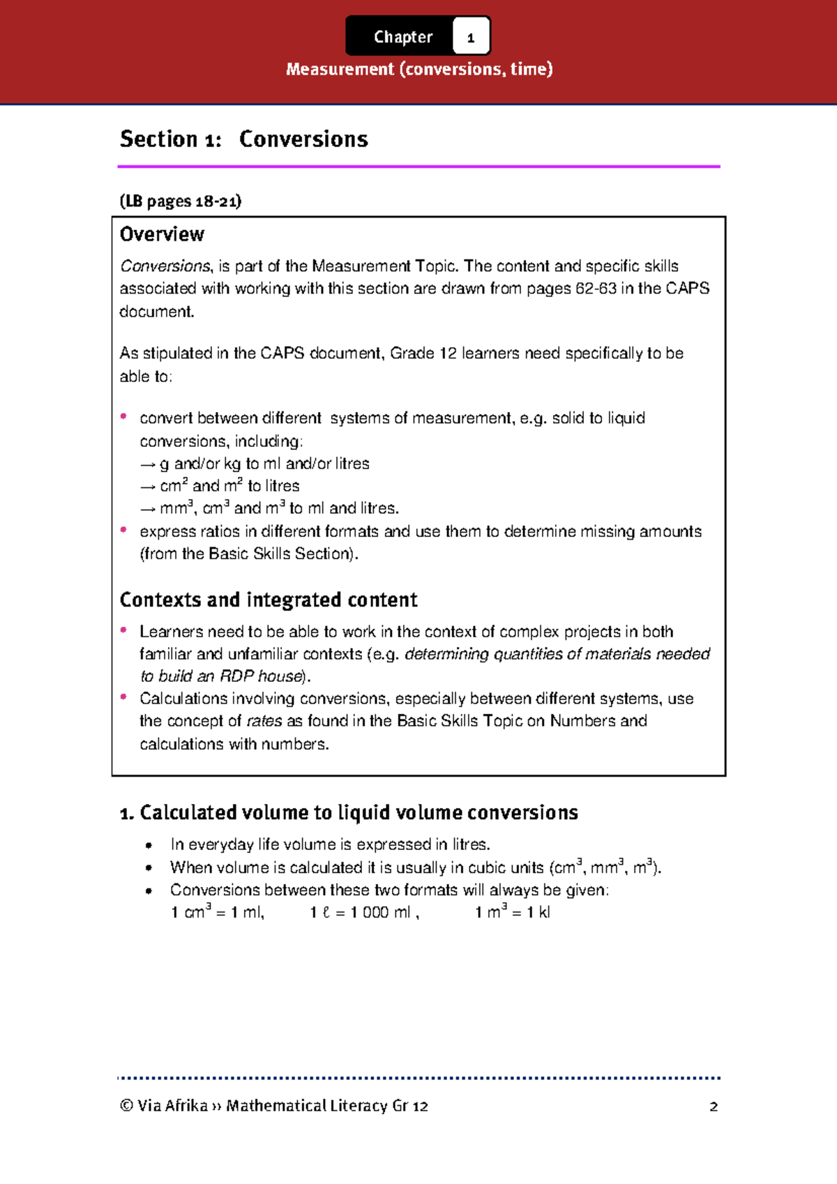 Mathematical Literacy Study Guide: Measurement and Finance Concepts ...