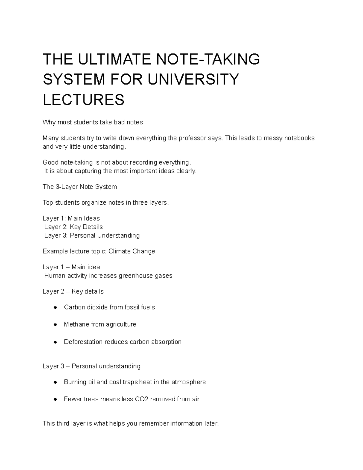The Ultimate Note-Taking System for University Lectures - Studocu