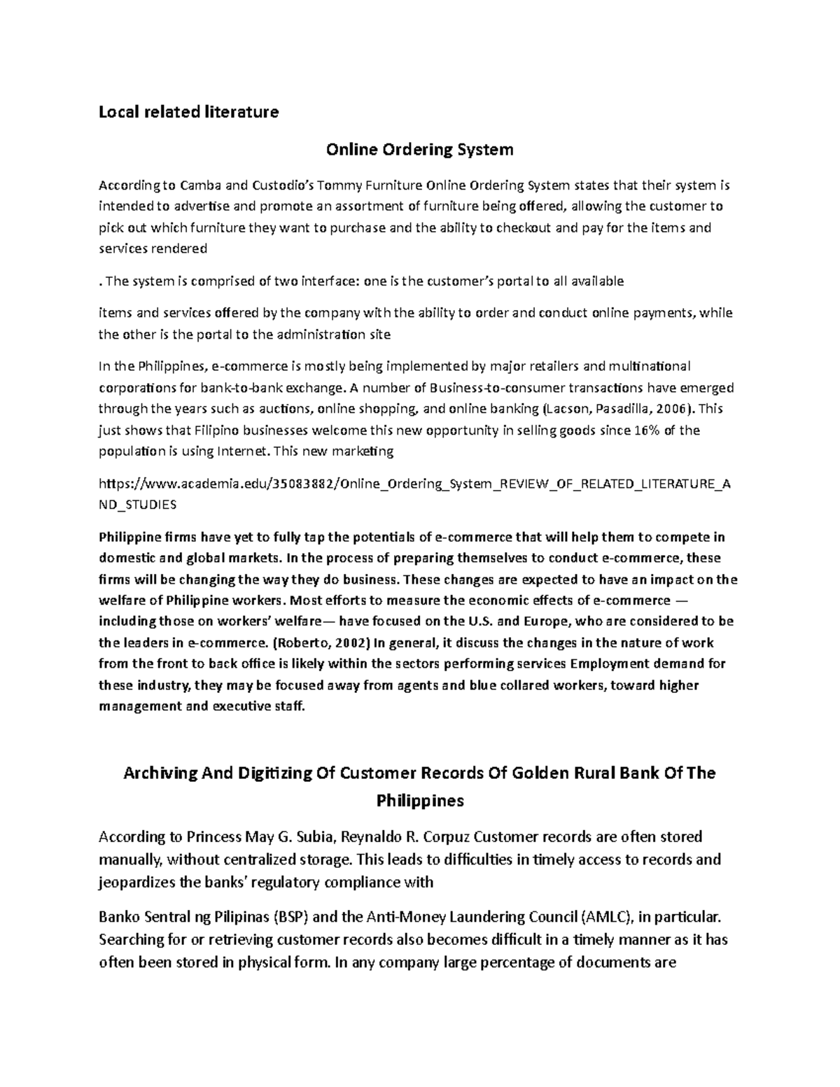 Local Related Literature on Online Ordering Systems and E-Commerce ...