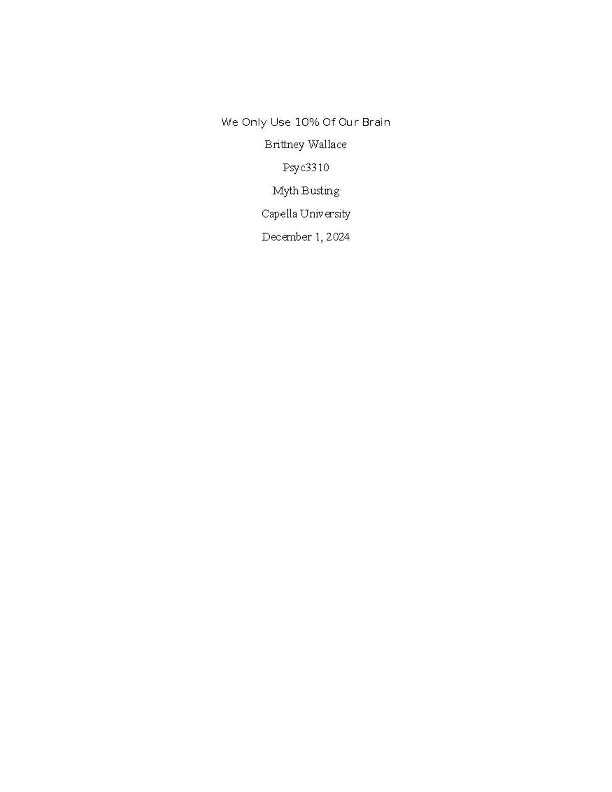 Myth psyc3310 - assignment - Myth Busting: “Right-Brained People Are ...