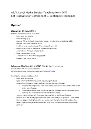 Media Studies - A2 - A Level - Sixth Form (A Levels) - Studocu