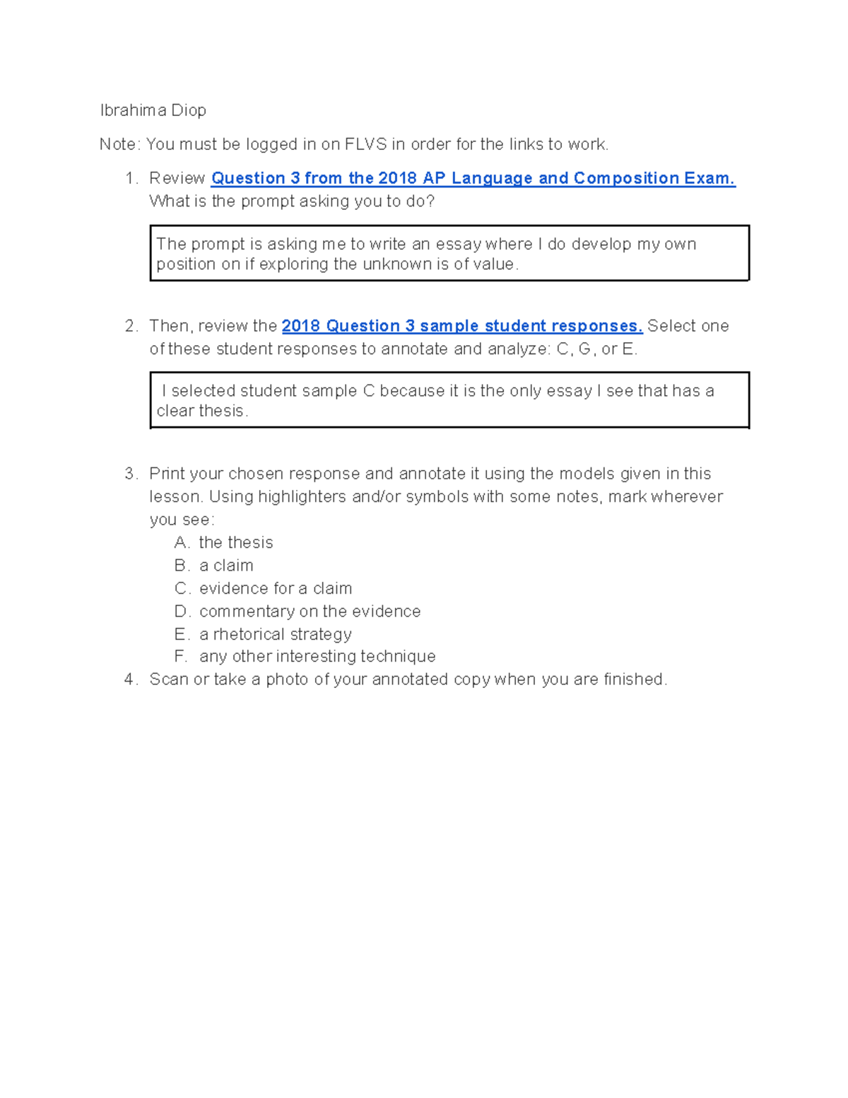 AP Lang & Comp 3.05 Essay: Analyzing 'Exploring the Unknown' - Studocu