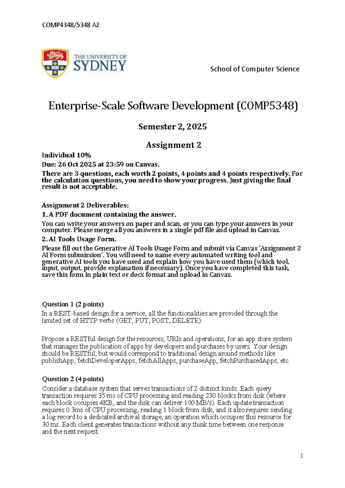 COMP5348 A2 - Software Development Assignment 2 Details - Studocu