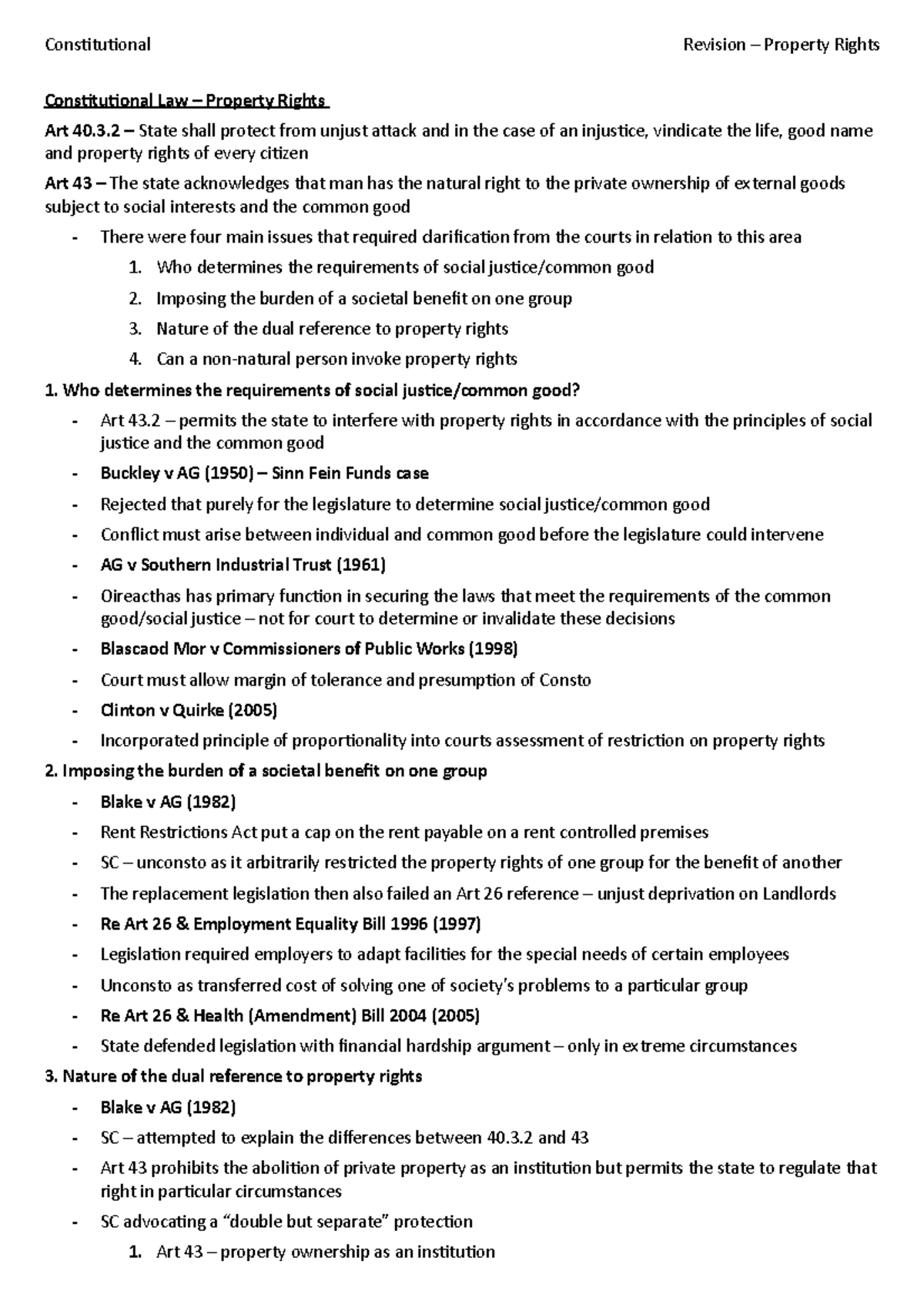 Constitutional Law Notes - Property Rights - Constitutional Revision ...