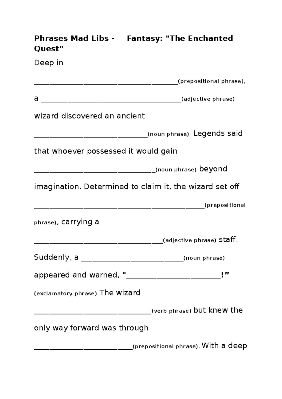 Phrases Mad Libs Adventure - 12341234 - Studocu