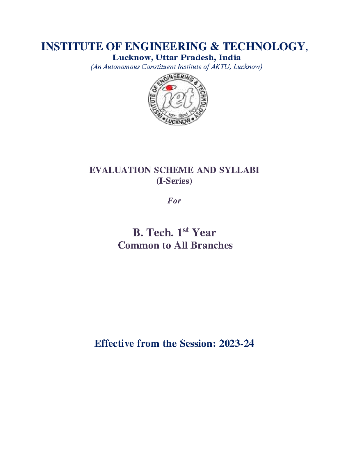 IET BTech 1st Year Syllabus (2023-24) - Evaluation Scheme & Courses ...