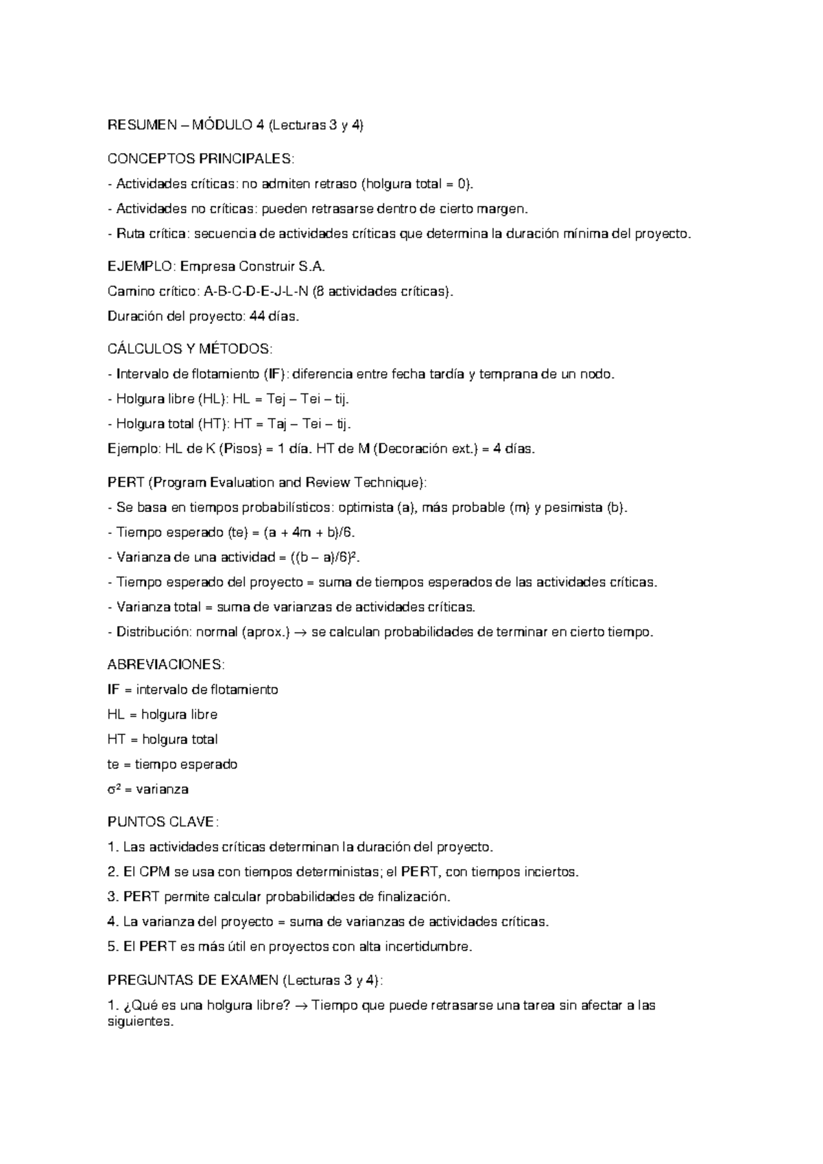 Resumen Módulo 4: Conceptos Clave de Lecturas 3 y 4 - Studocu