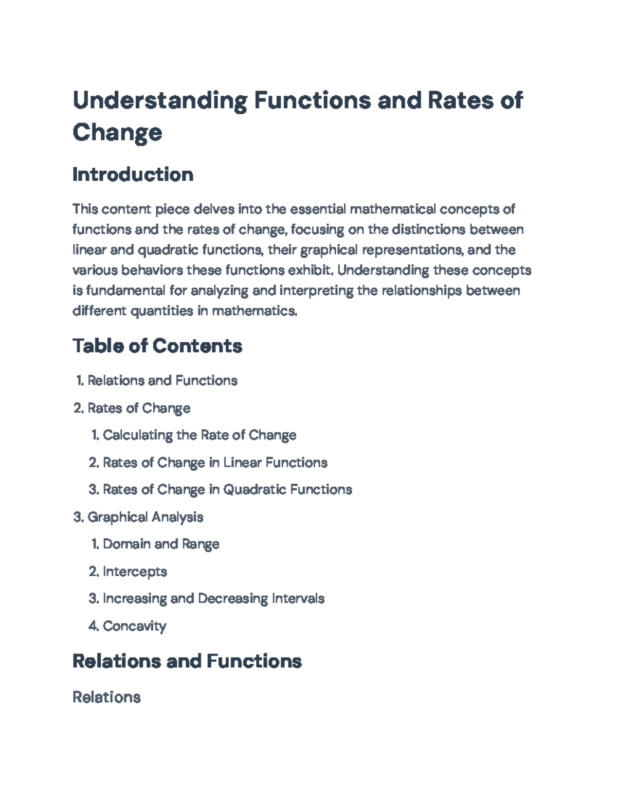 Understanding Functions and Rates of Change: A Comprehensive Guide ...