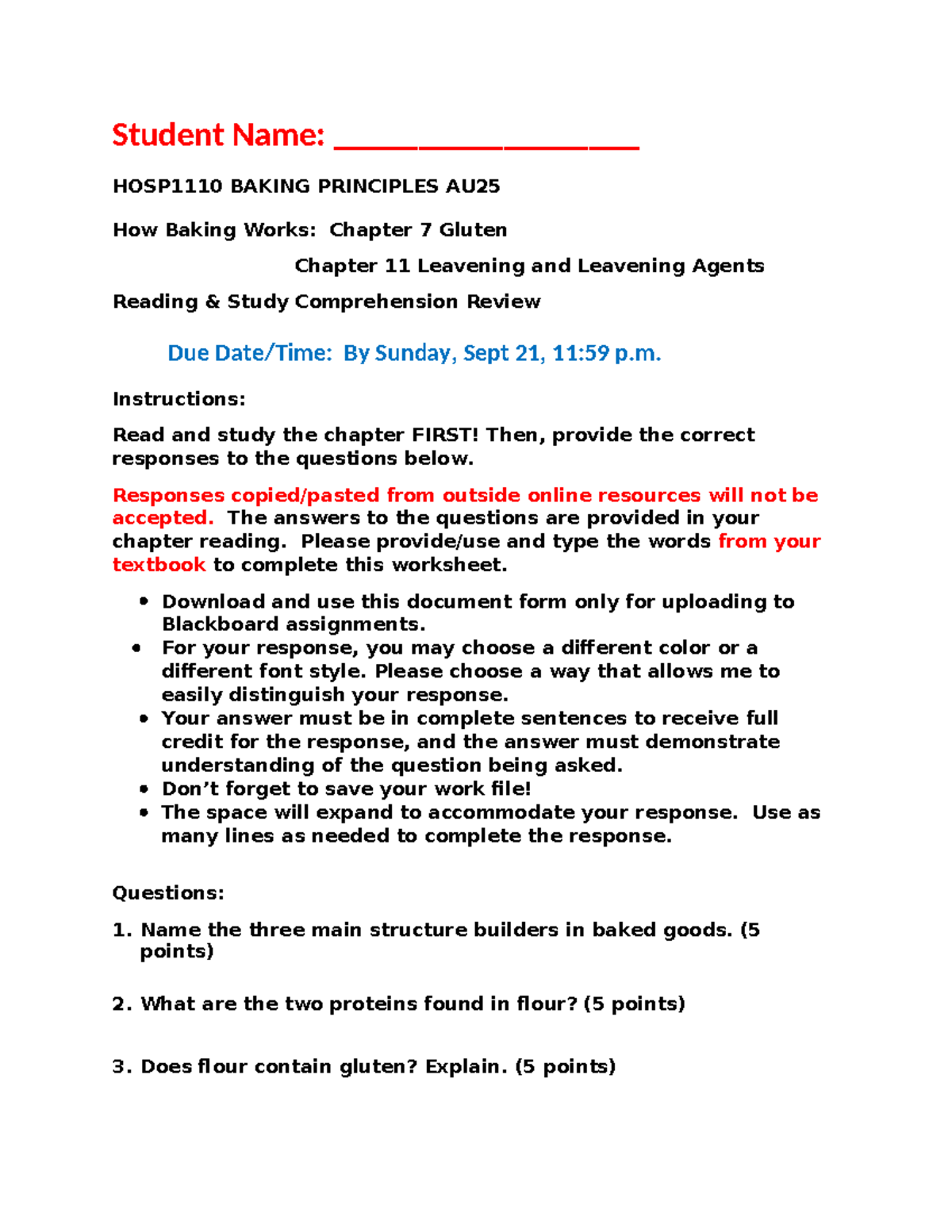 Baking Principles AU25: Homework Assignment 3 - Chapters 7 & 11 Review ...