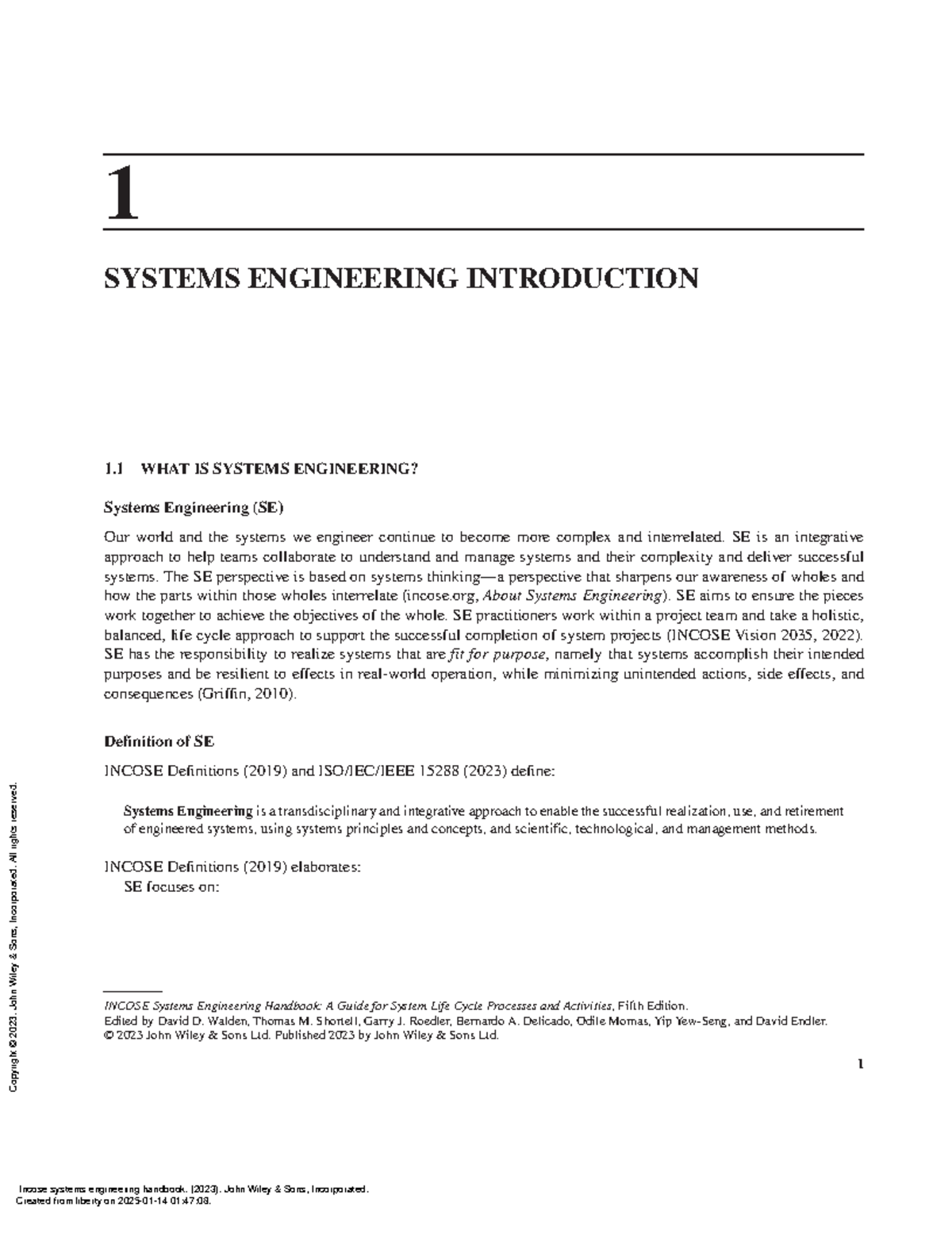 INCOSE Systems Engineering Handbook Overview: Key Concepts (2023) - Studocu