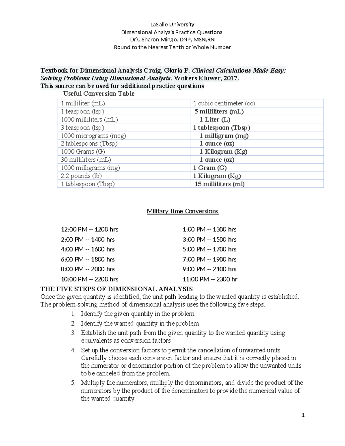 2024 NURS 101 Dimensional Analysis Practice Questions Cheat Sheet - Studocu