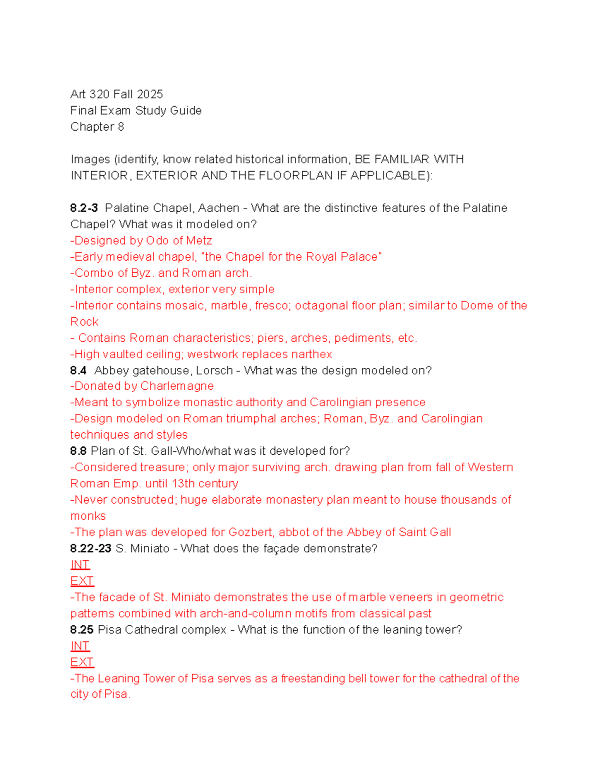 Art 320 Fall 2025 Final Exam Study Guide: Key Concepts & Architecture ...