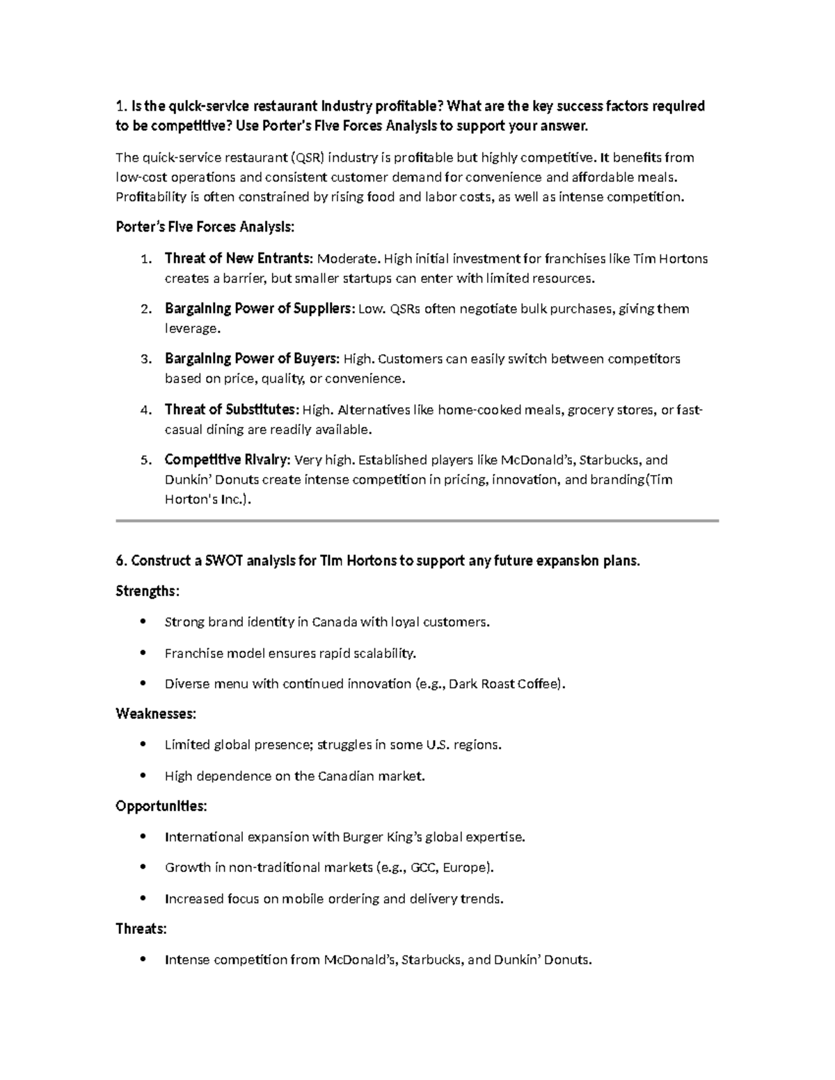 QSR Industry Profitability & Success Factors - Case Study Analysis ...
