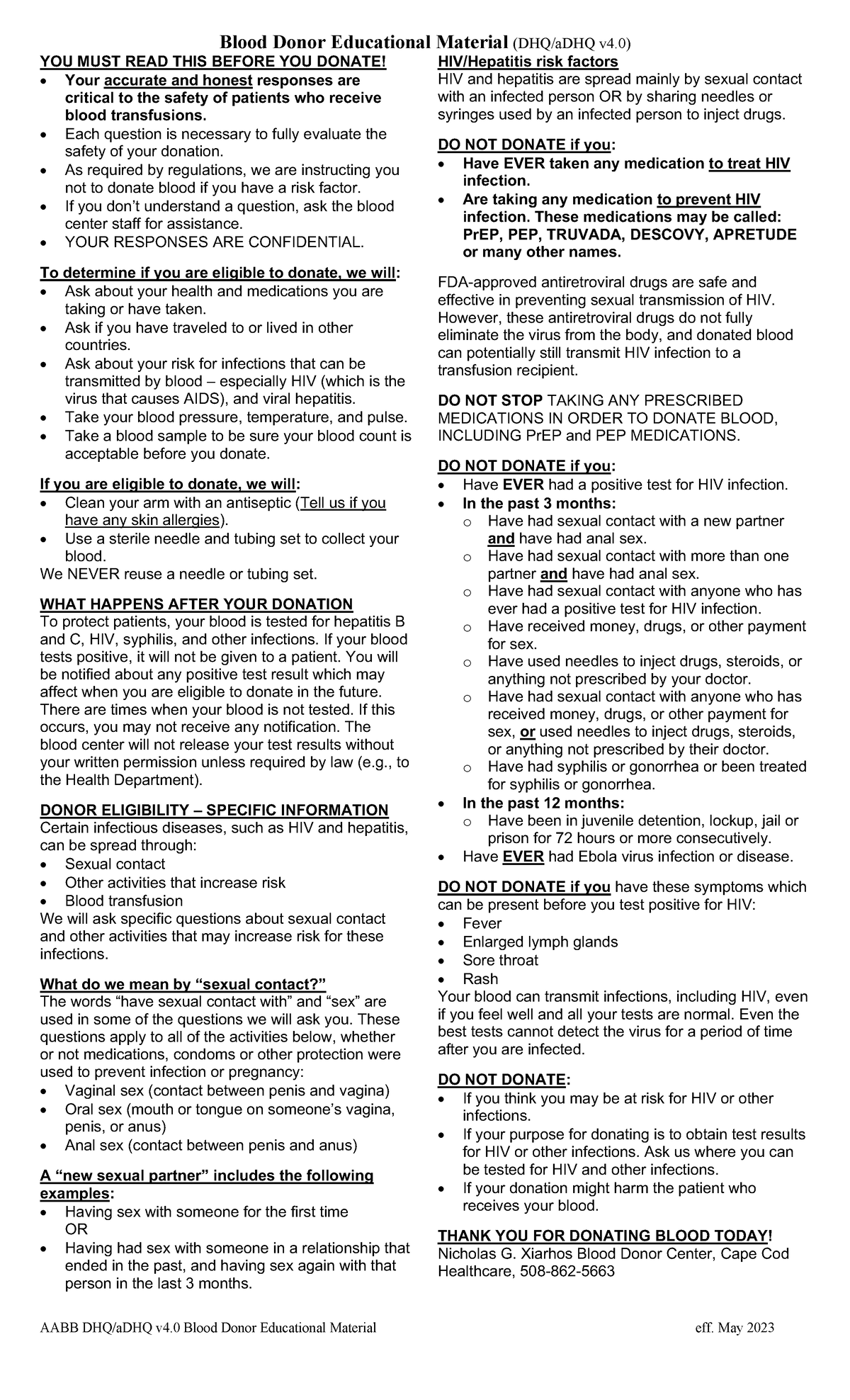 Blood Donor Educational Material v4.0: Essential Guidelines Before ...
