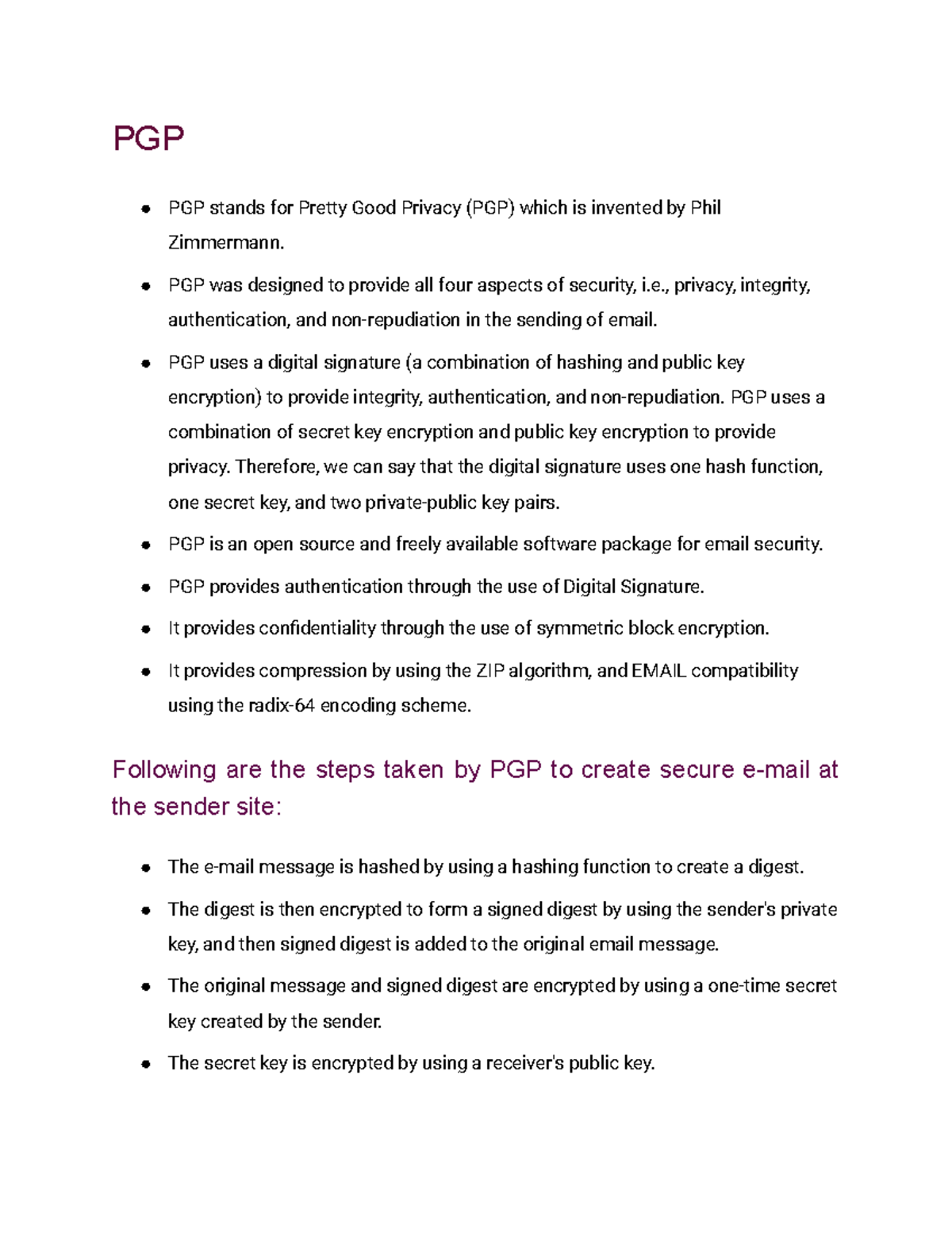 Understanding Message Generation and Transmission in PGP Protocol - Studocu