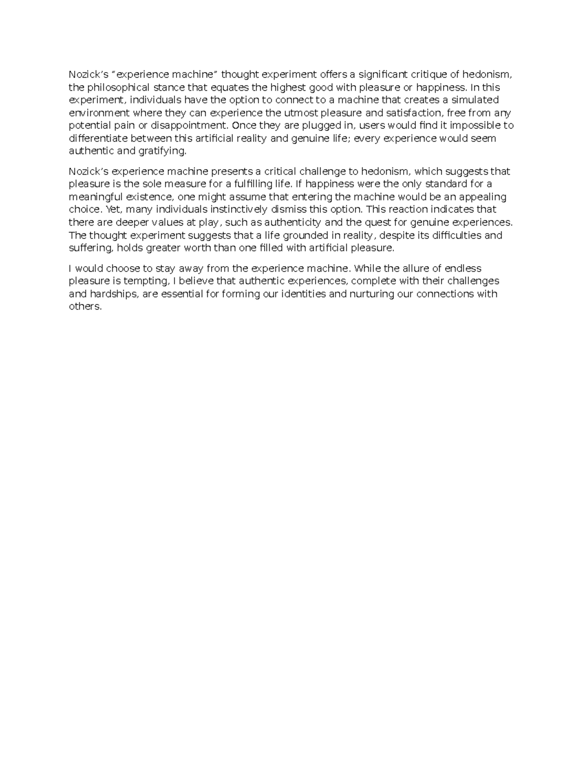 PHIL 101: Analyzing Nozick's Experience Machine & Its Implications ...