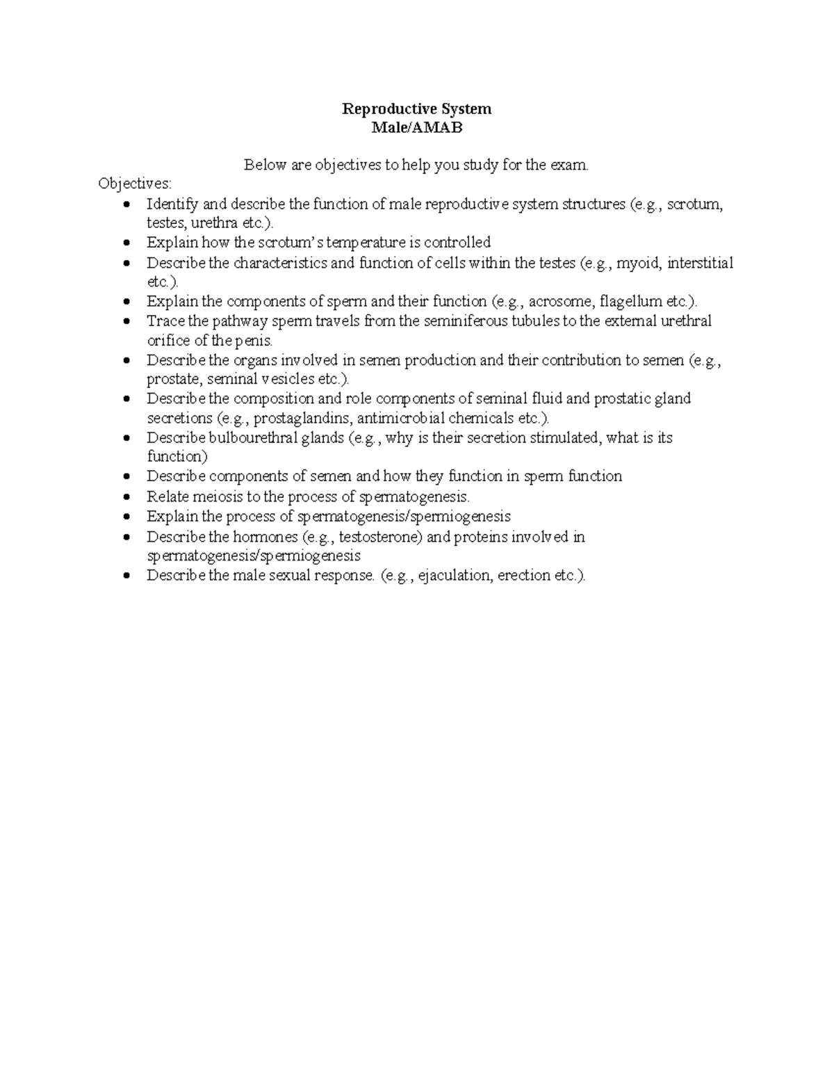 Reproductive System Study Guide: Male Anatomy & Functions (BIO 101 ...