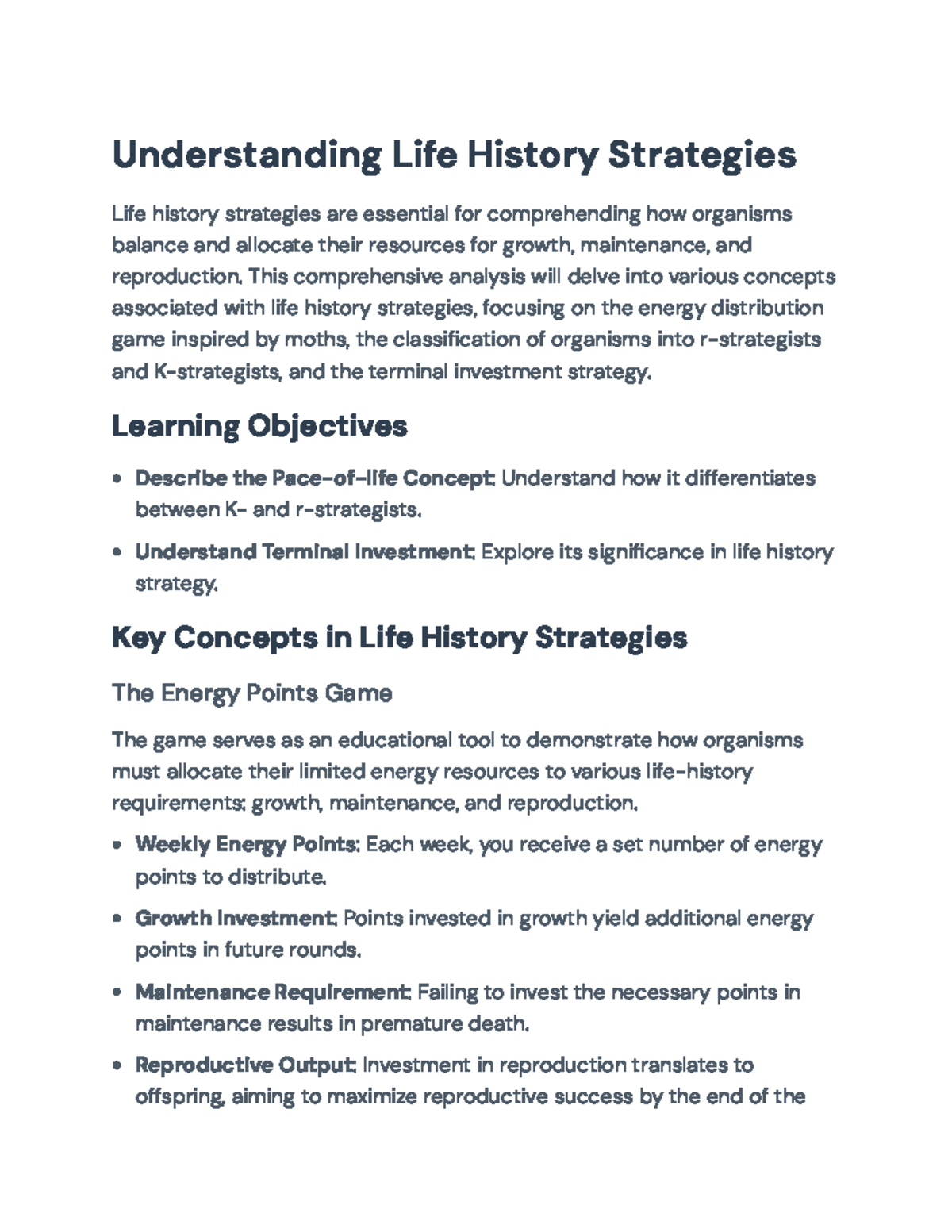 Understanding Life History Strategies in Ecology: r- and K-Selection ...