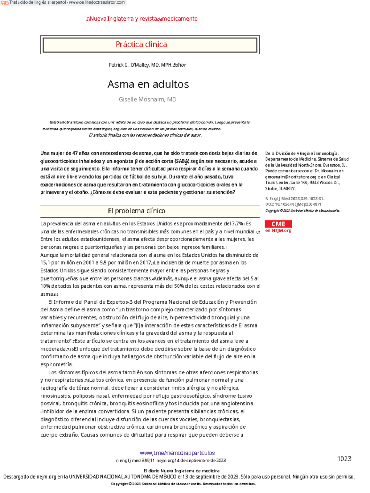 Manejo del Asma en Adultos - NEJM 2023 - Estrategias y Recomendaciones ...