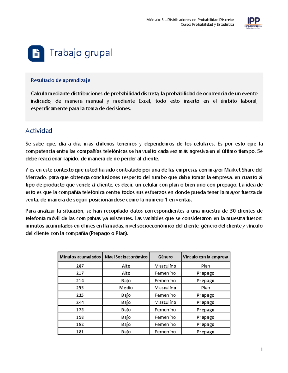 M3-TG: Distribuciones de Probabilidad Discretas en Probabilidad y Estadística - Studocu
