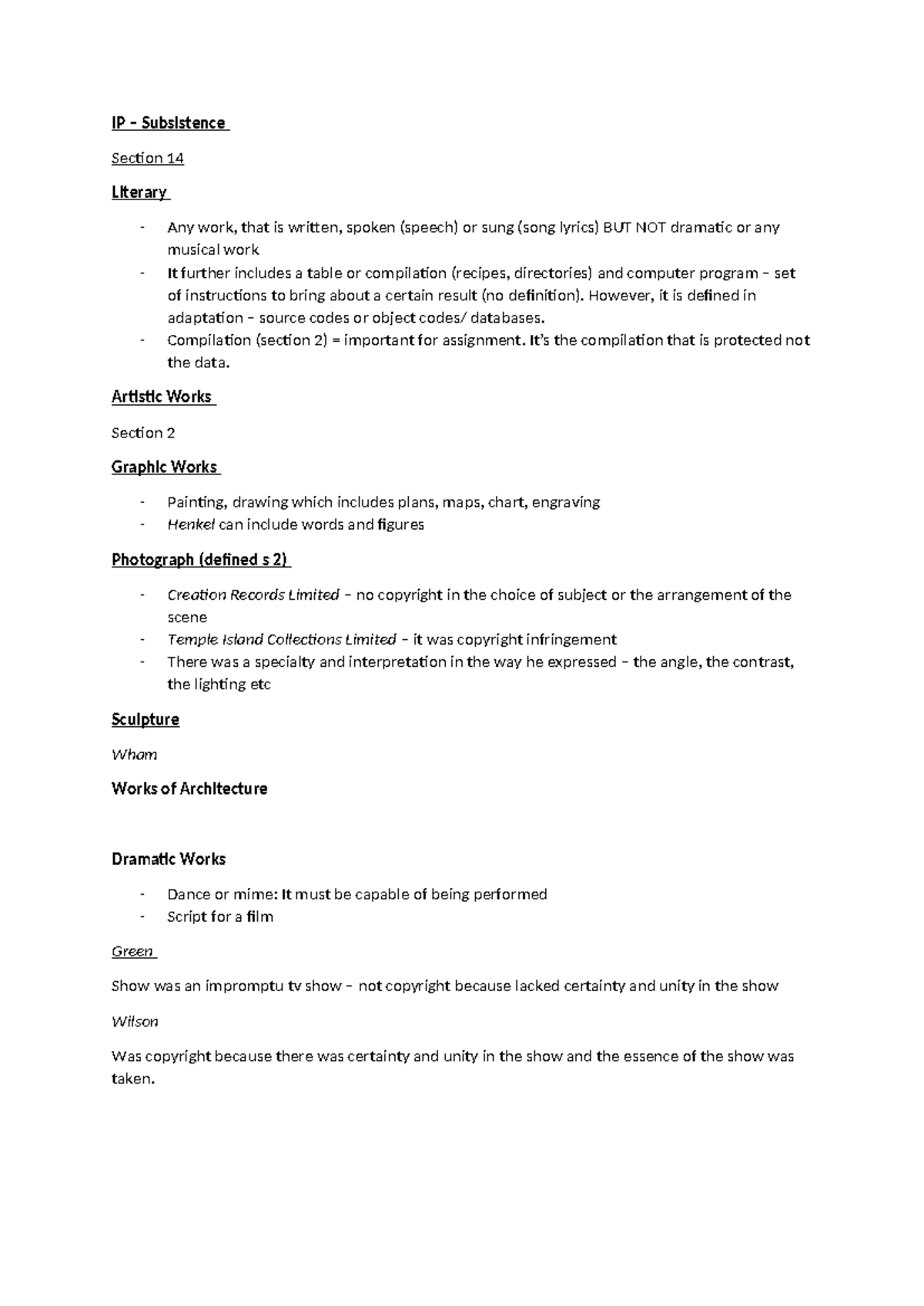 Week 2 - Joint Authorship & Copyright Subsistence in IP Law - Studocu