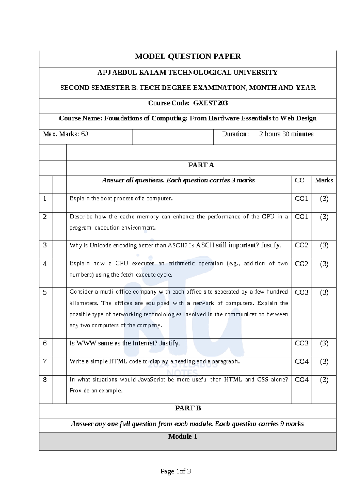 FOC GXEST203 Solved Question Paper - B.Tech 2nd Sem Exam - Studocu