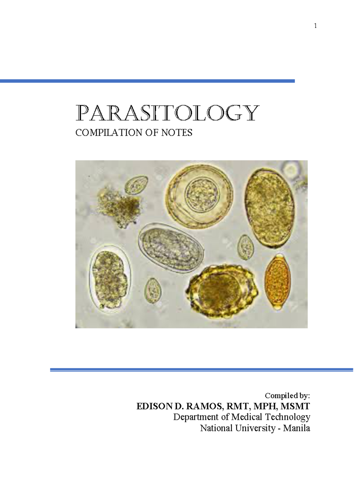 Parasitology Compiled Notes - PARASITOLOGY COMPILATION OF NOTES ...