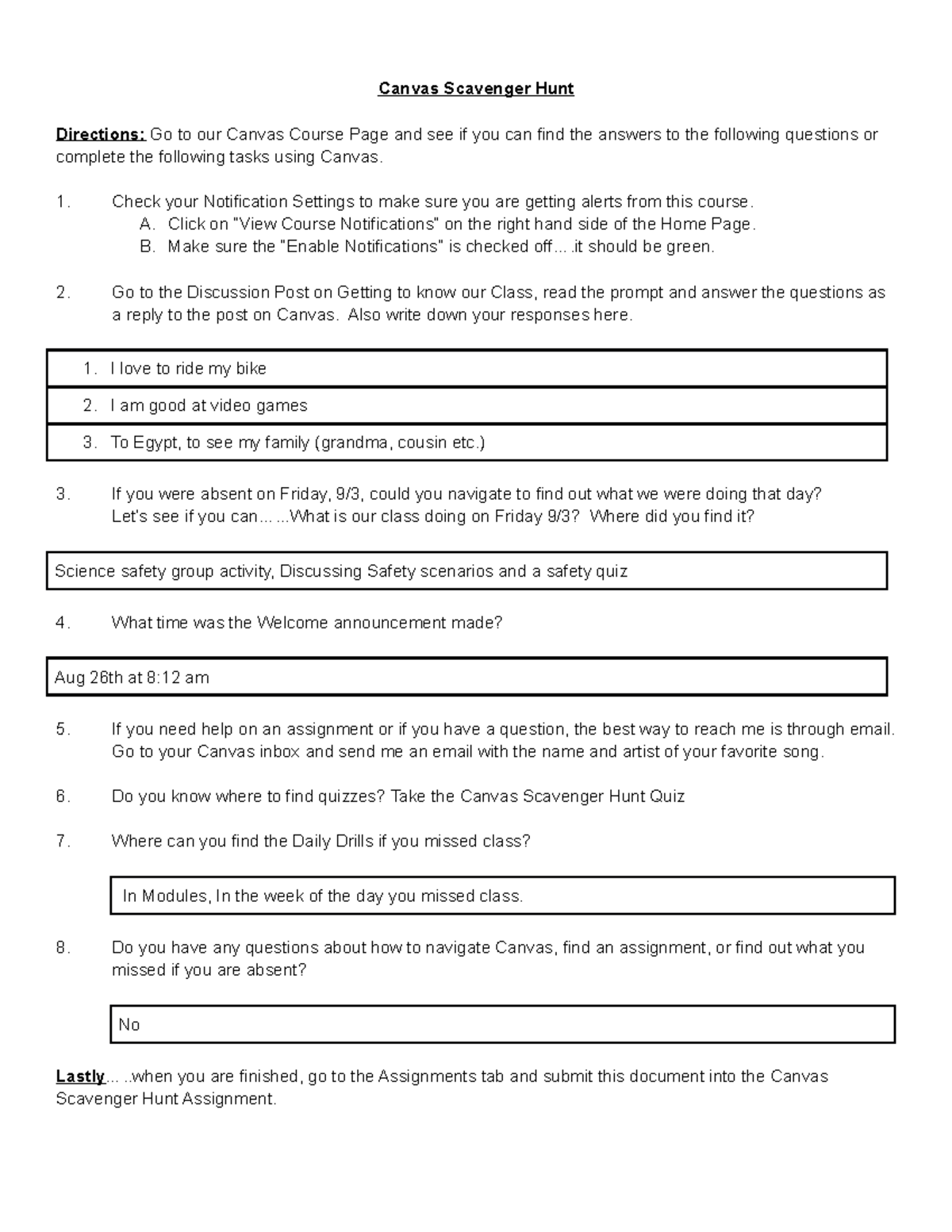 Canvas Scavenger Hunt Directions and Task Checklist for Students - Studocu