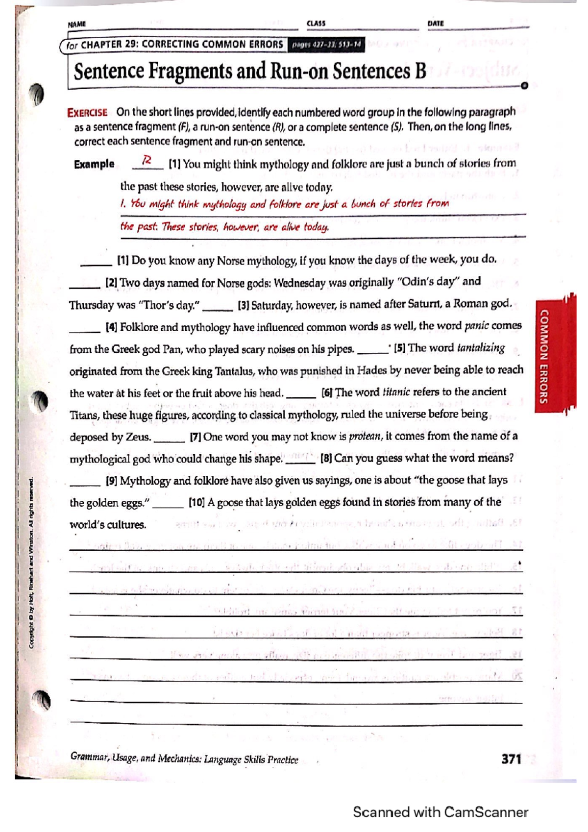 CH29: Correcting Common Errors - Sentence Fragments & Run-Ons - Studocu