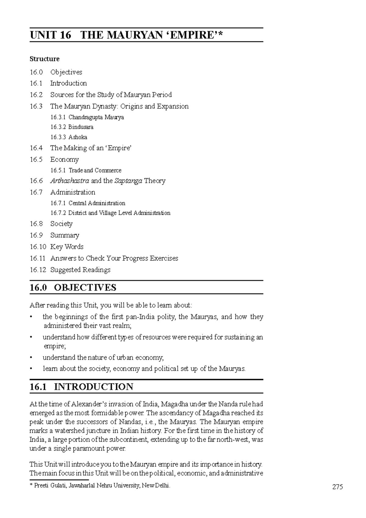 Unit 16 - The Mauryan Empire: Political and Economic Overview - Studocu