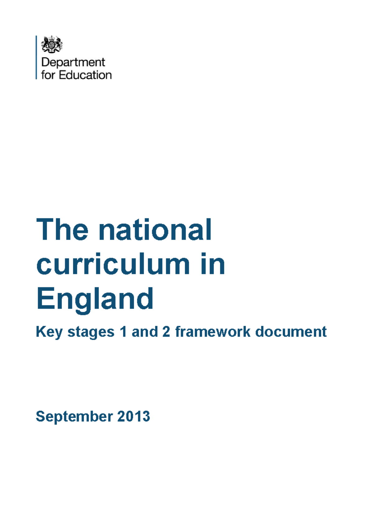 Primary National Curriculum Framework: Key Stages 1 & 2 Overview - Studocu