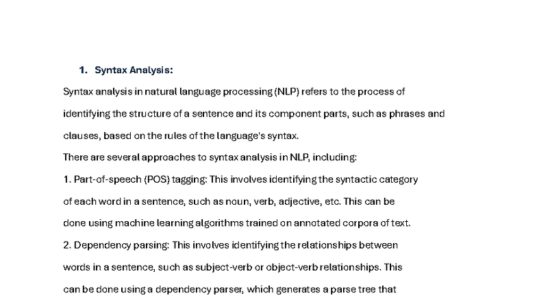 NLP 101: Syntax Analysis and Parsing Techniques (Unit 2) - Studocu