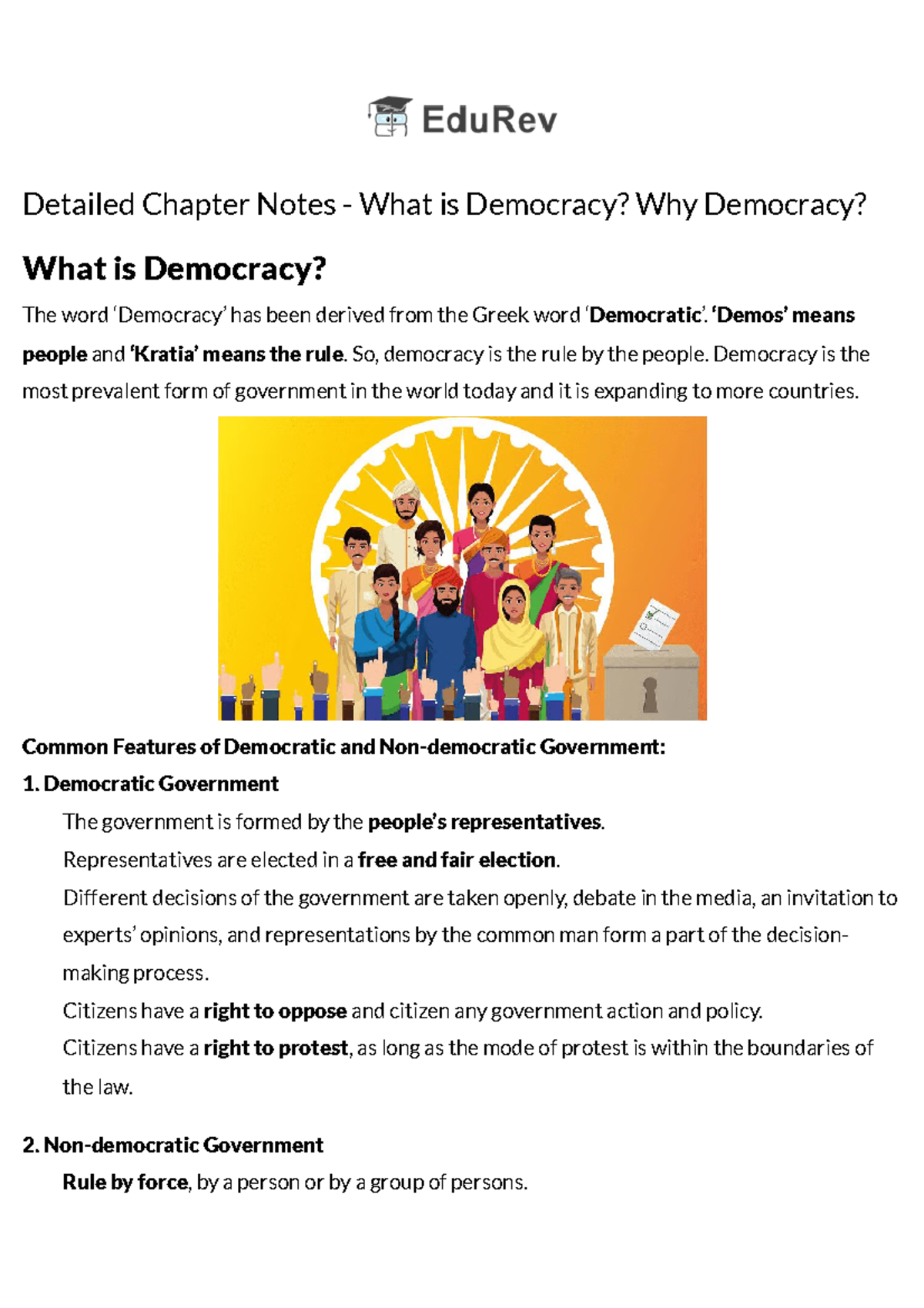 Class 9 Civics Chapter 1 Notes: Understanding Democracy and Its ...